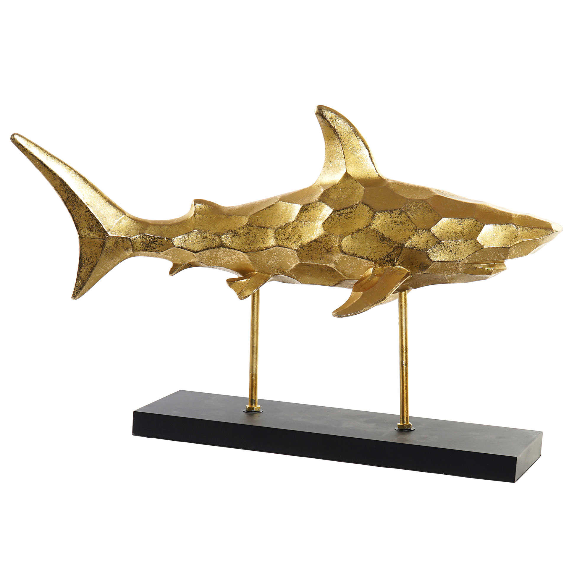 REQUIN Doré figure en résine et métal 50x12x37 cm - Dansmamaison