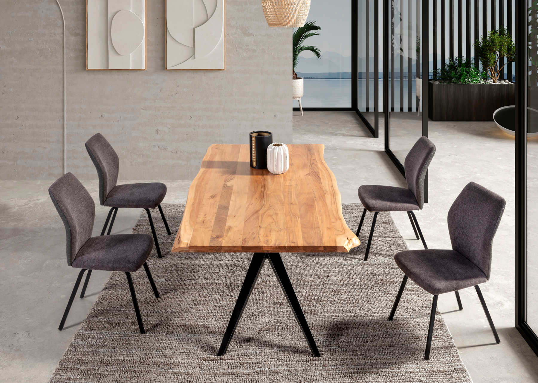 MUDRI Table à manger rectangulaire en Bois massif d'acacia 200 cm (sans chaise) - Dansmamaison