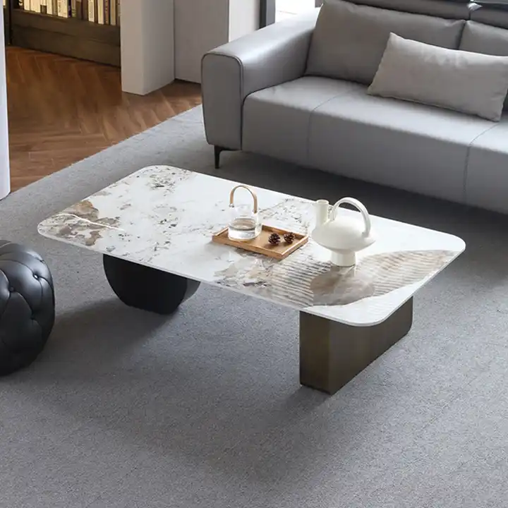 LUCA Table basse de luxe en pierre frittée 130 cm - Dansmamaison